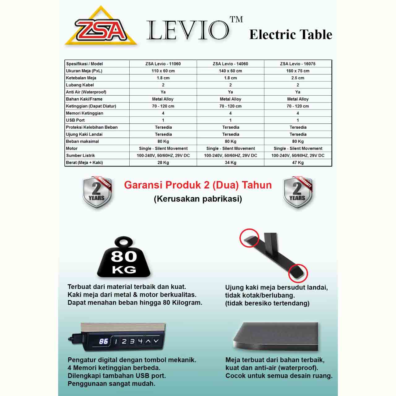 Meja Elektrik Levio ZSA di Bali | Angkasa Bali Furniture